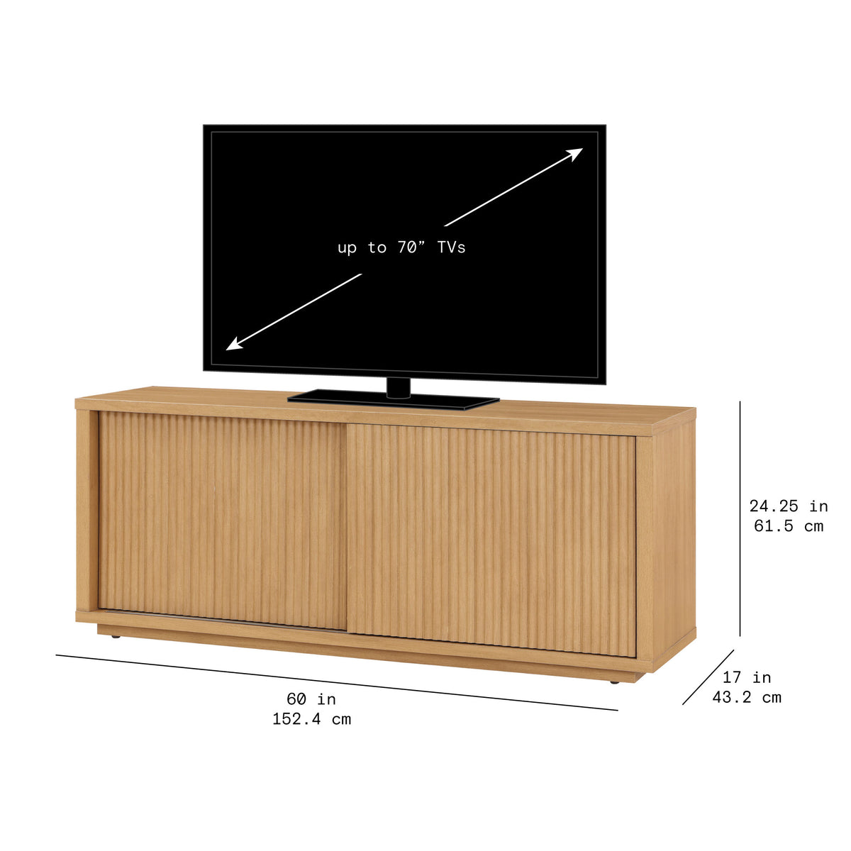 Beautiful Fluted TV Stand for TV’s up to 70” by Drew Barrymore, Warm H ...