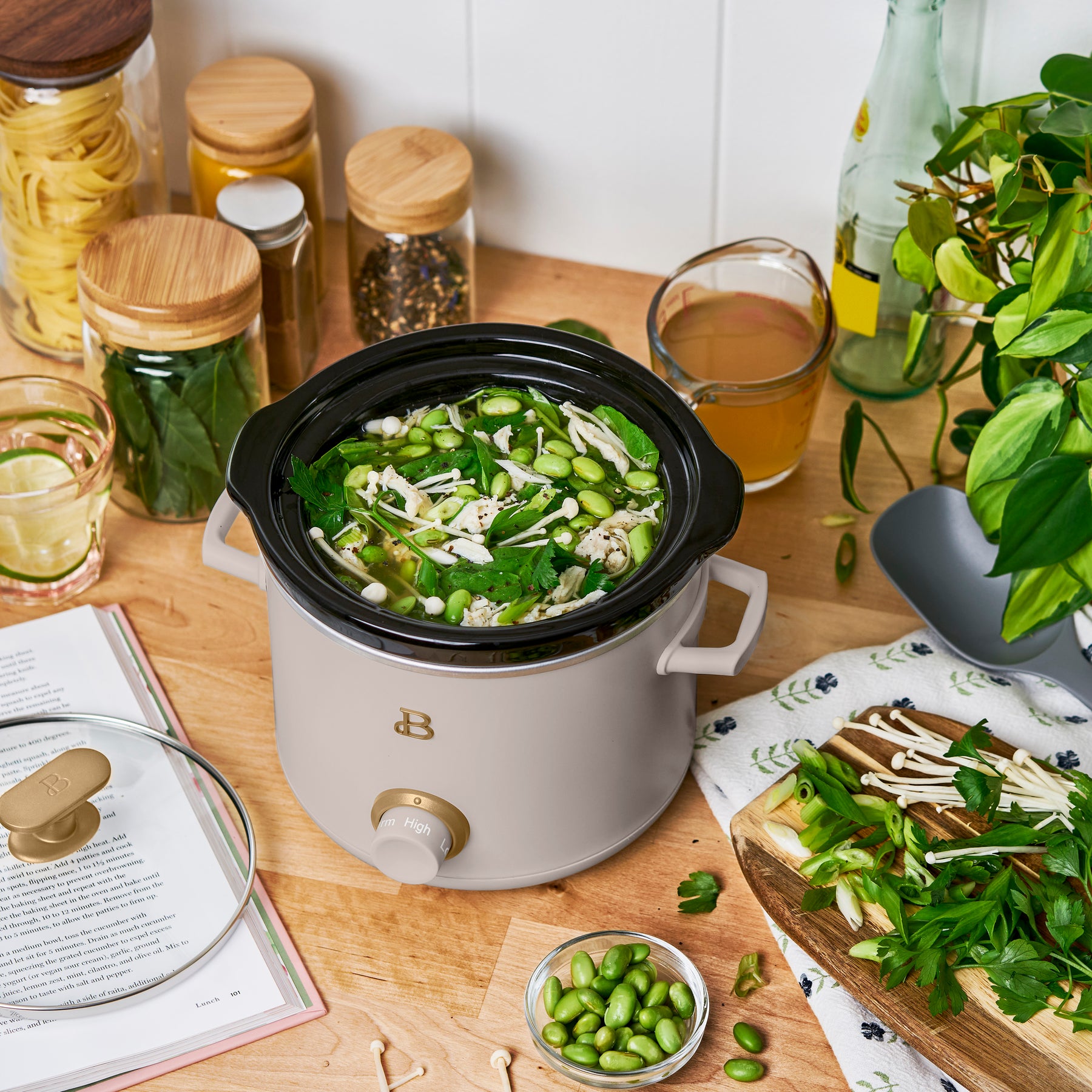 2 Qt Manual Slow Cooker, 2-Pack, Thyme Green and Porcini Taupe – Beautiful™
