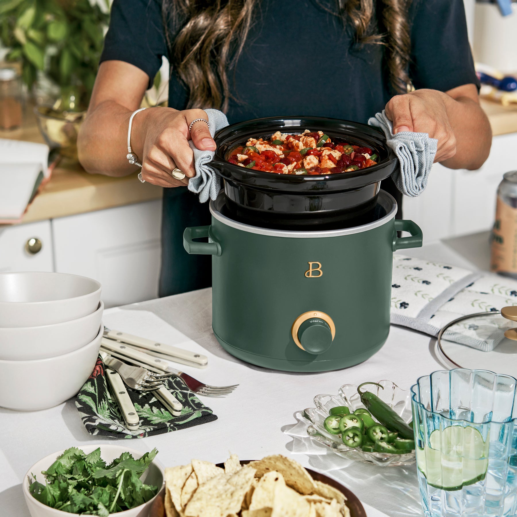 2 Qt Manual Slow Cooker, 2-Pack, Thyme Green and Porcini Taupe – Beautiful™