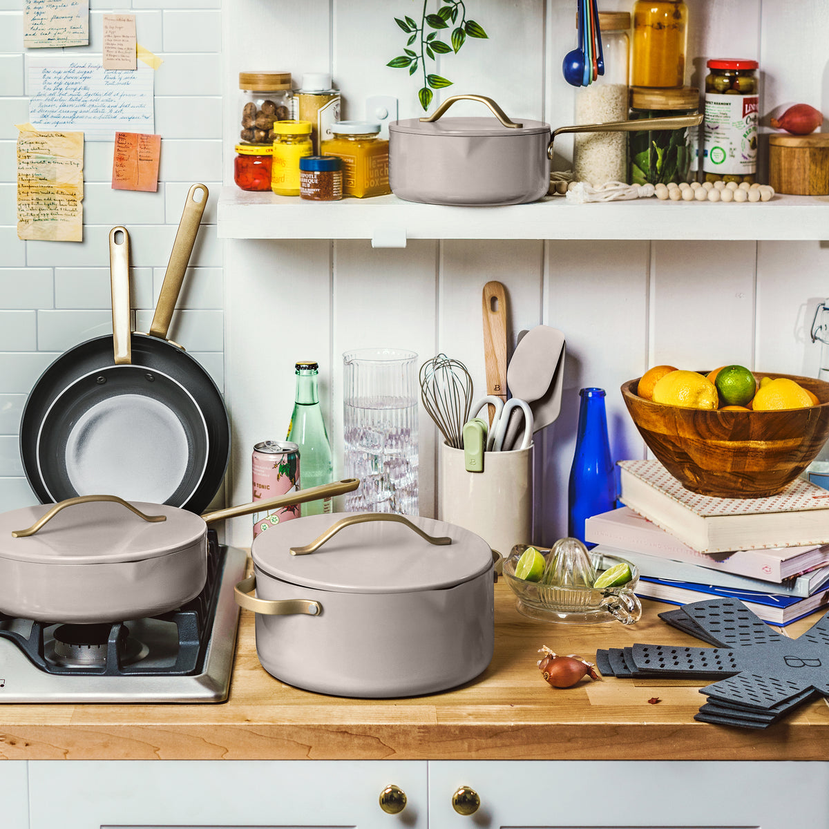 12-Piece Ceramic Non-Stick Cookware Set with Strainer Lids – Beautiful™