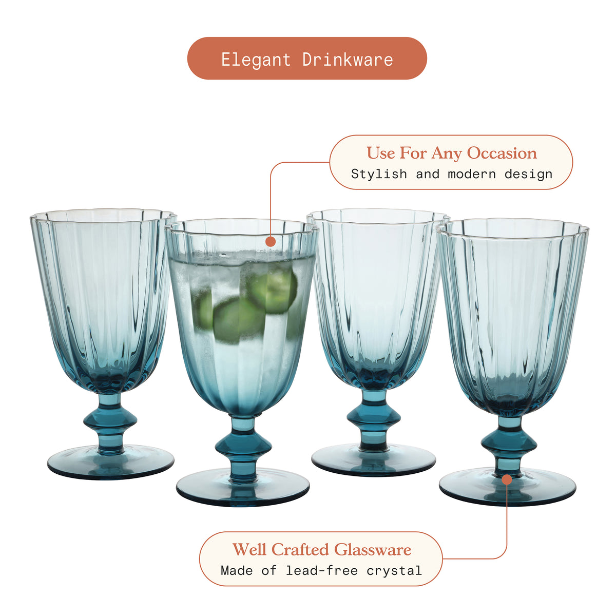 Scallop Glass Goblets Set of 4 – Beautiful™